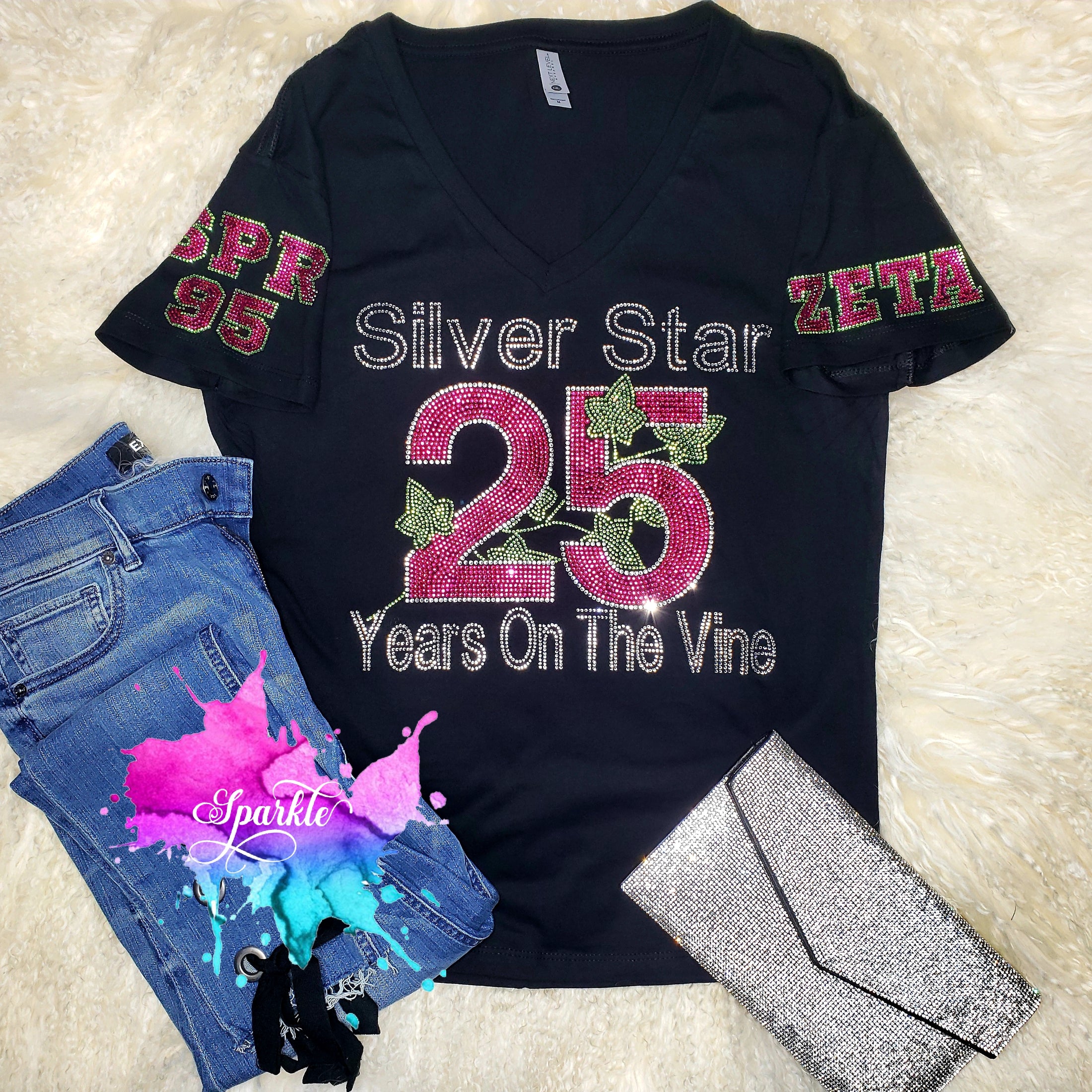Silver Star Crystallized Tee with Personalization – Crystallized By Sparkle